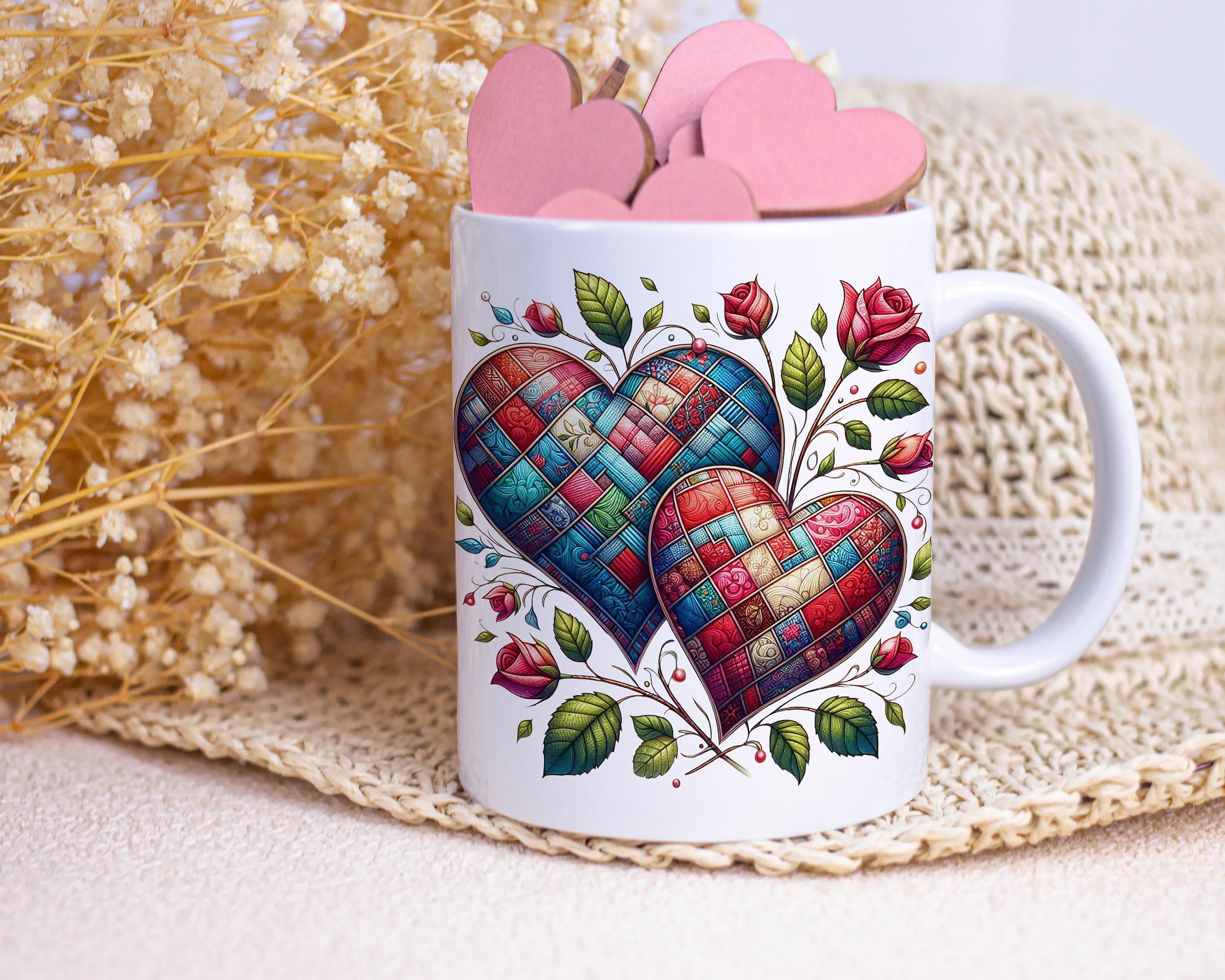 Heart Quilt Art Patchwork Clipart Set. Romantic Valentine's Day Hearts ...