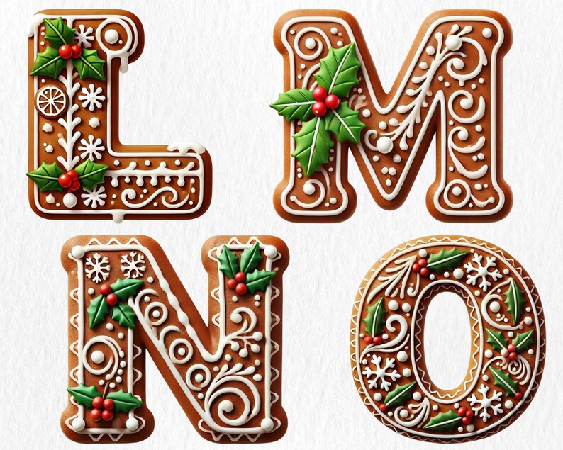 Gingerbread Alphabet Letters Clipart| Christmas Cookie-themed Alphabet ...