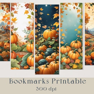 Halloween, Pumpkins, Autumn Printable Bookmark. Autumn Pumpkin Digital ...