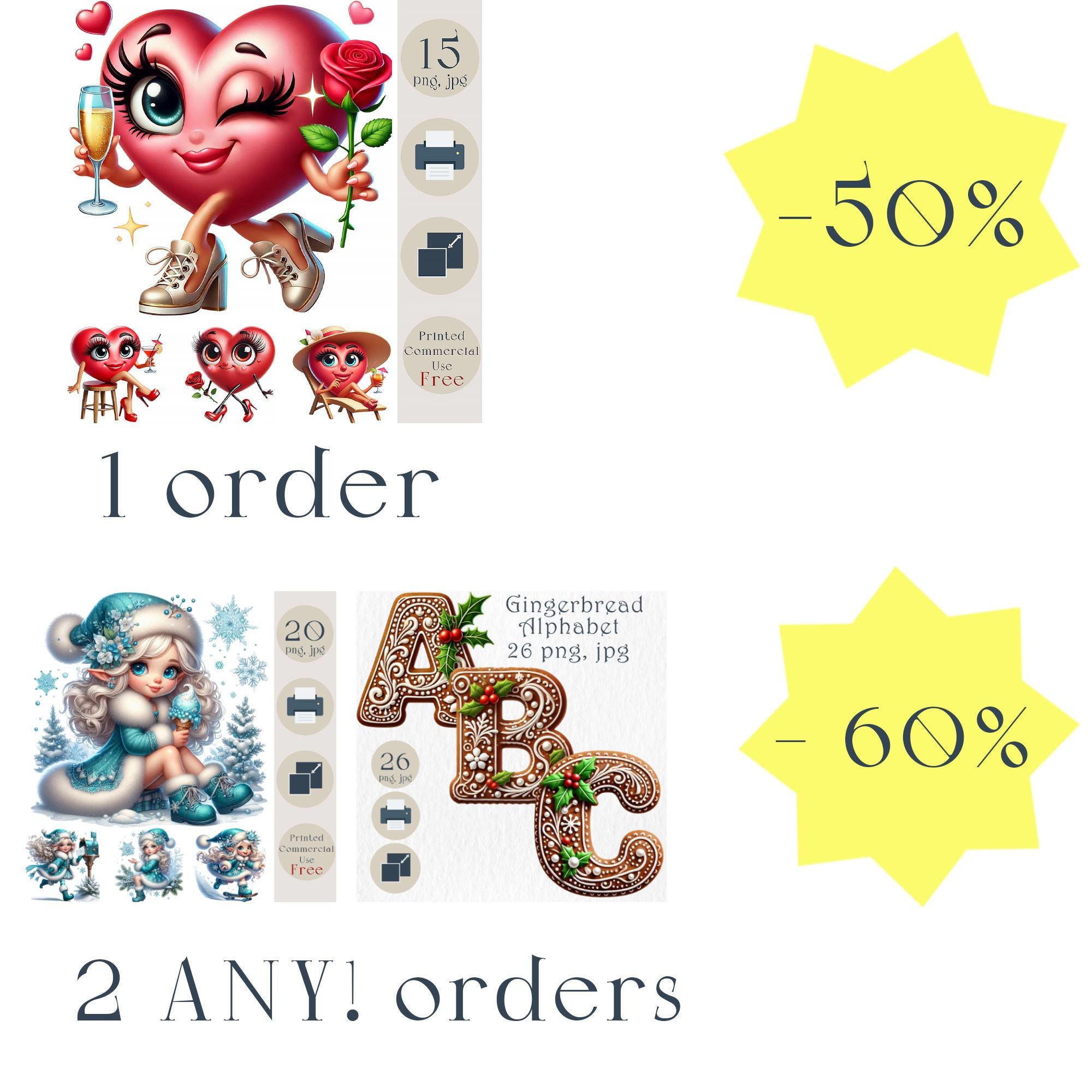 Cute Heart Girl Clipart. Valentine’s Day Heart Digital Art Bundle ...