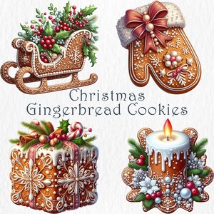 Christmas Gingerbread Cookies Clipart. 20 High Quality PNG, JPG Junk ...
