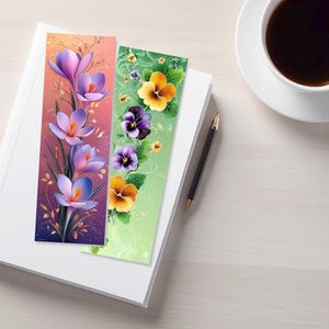 Spring Flowers Bookmarks Printable. Floral Bookmark Digital Instant ...