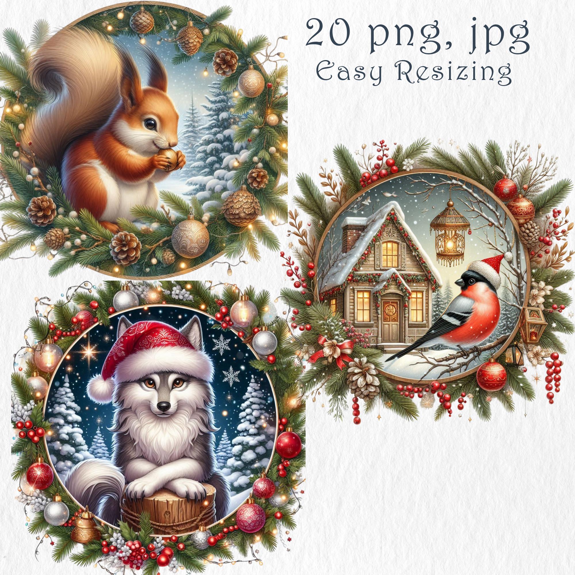 20 Woodland Christmas Animal Cliparts- Festive Winter Decor With Fox ...