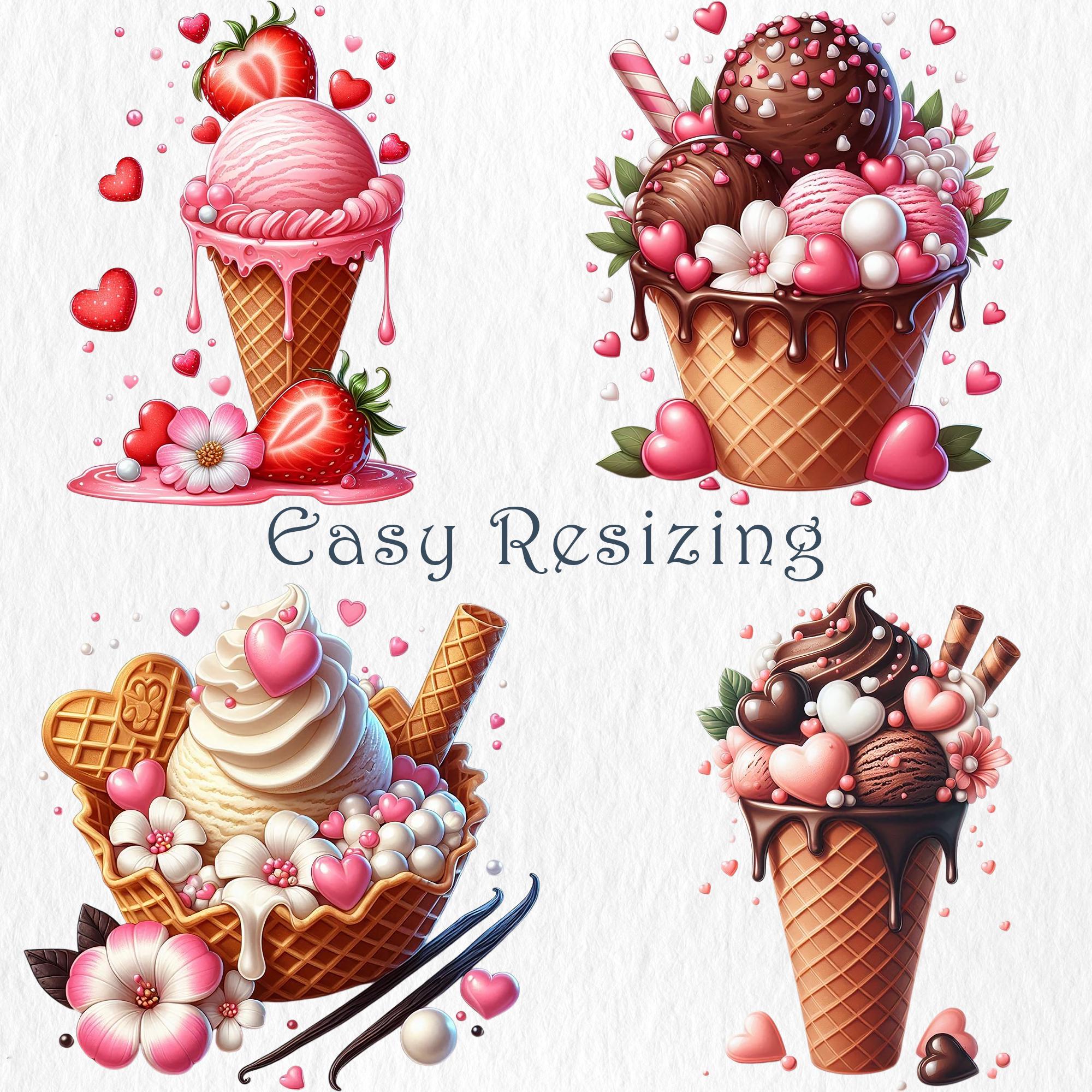 Valentine's Day Ice Cream Clipart, Cute Fruit Dessert PNG, Love Sweets ...