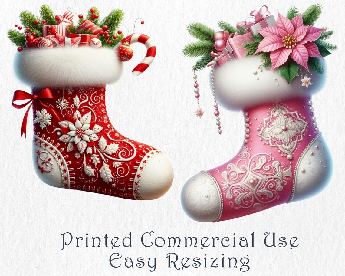 Christmas Stocking Clipart 10 High Quality PNG, JPG. DIY Card Making ...