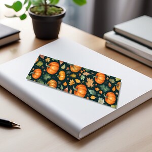 Halloween, Pumpkins, Autumn Printable Bookmark. Autumn Pumpkin Digital ...
