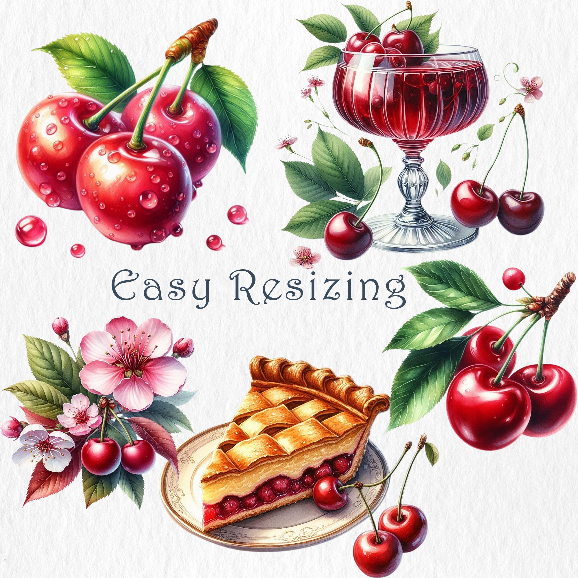 Watercolor Cherry Berry Clipart. Red Cherries 25 PNG. Cherry Berry ...