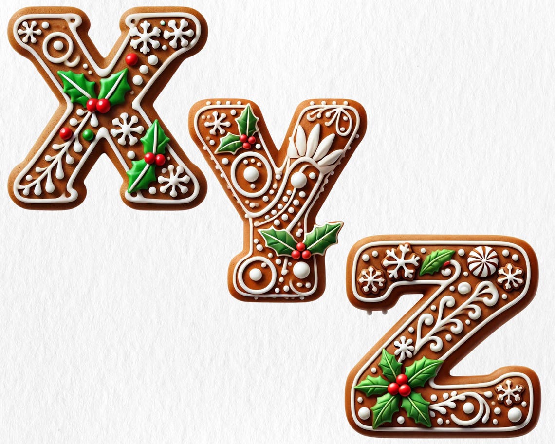 Gingerbread Alphabet Letters Clipart| Christmas Cookie-themed Alphabet ...