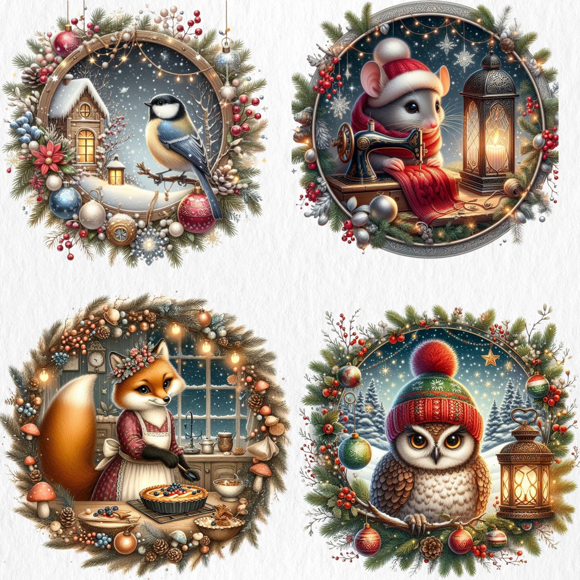 20 Woodland Christmas Animal Cliparts- Festive Winter Decor With Fox ...