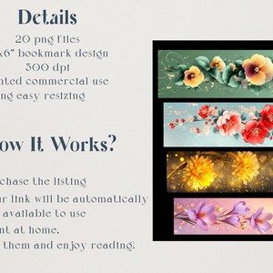 Spring Flowers Bookmarks Printable. Floral Bookmark Digital Instant ...