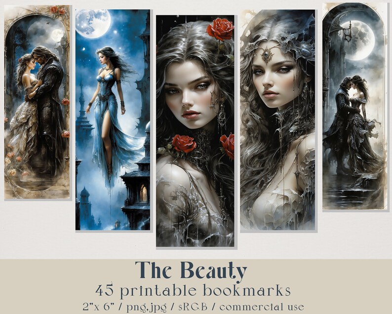 Printable Bookmarks "beauty". Digital Downloads Bookmarks, 45 Png, Jpg ...
