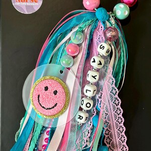 Preppy Smiley Face / Bag Tag / Personalized Gifts / Tassel Charm ...