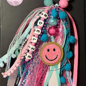 Preppy Smiley Face / Bag Tag / Personalized Gifts / Tassel Charm ...