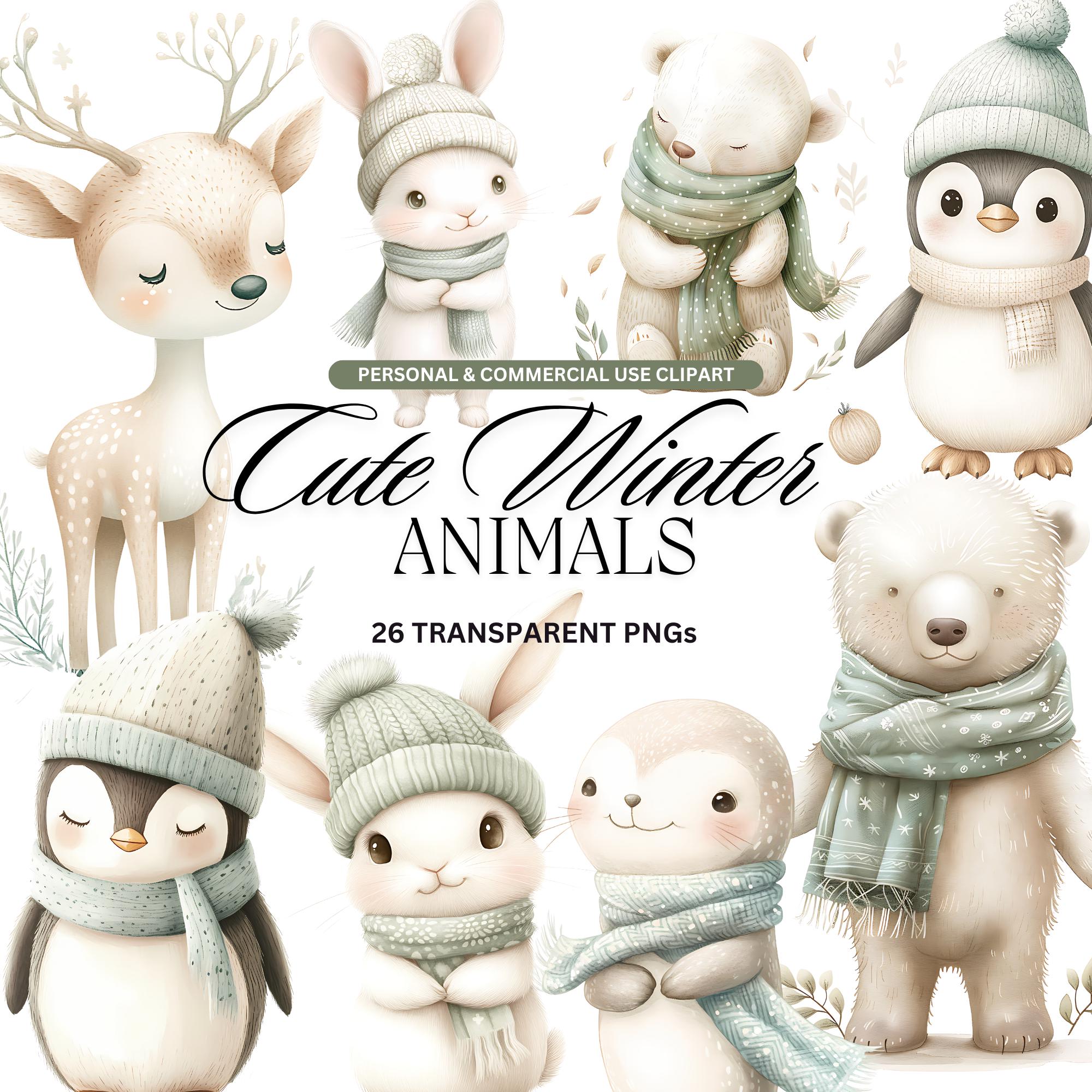 Woodland Christmas Clipart Watercolor Winter Nursery Clipart Commercial ...