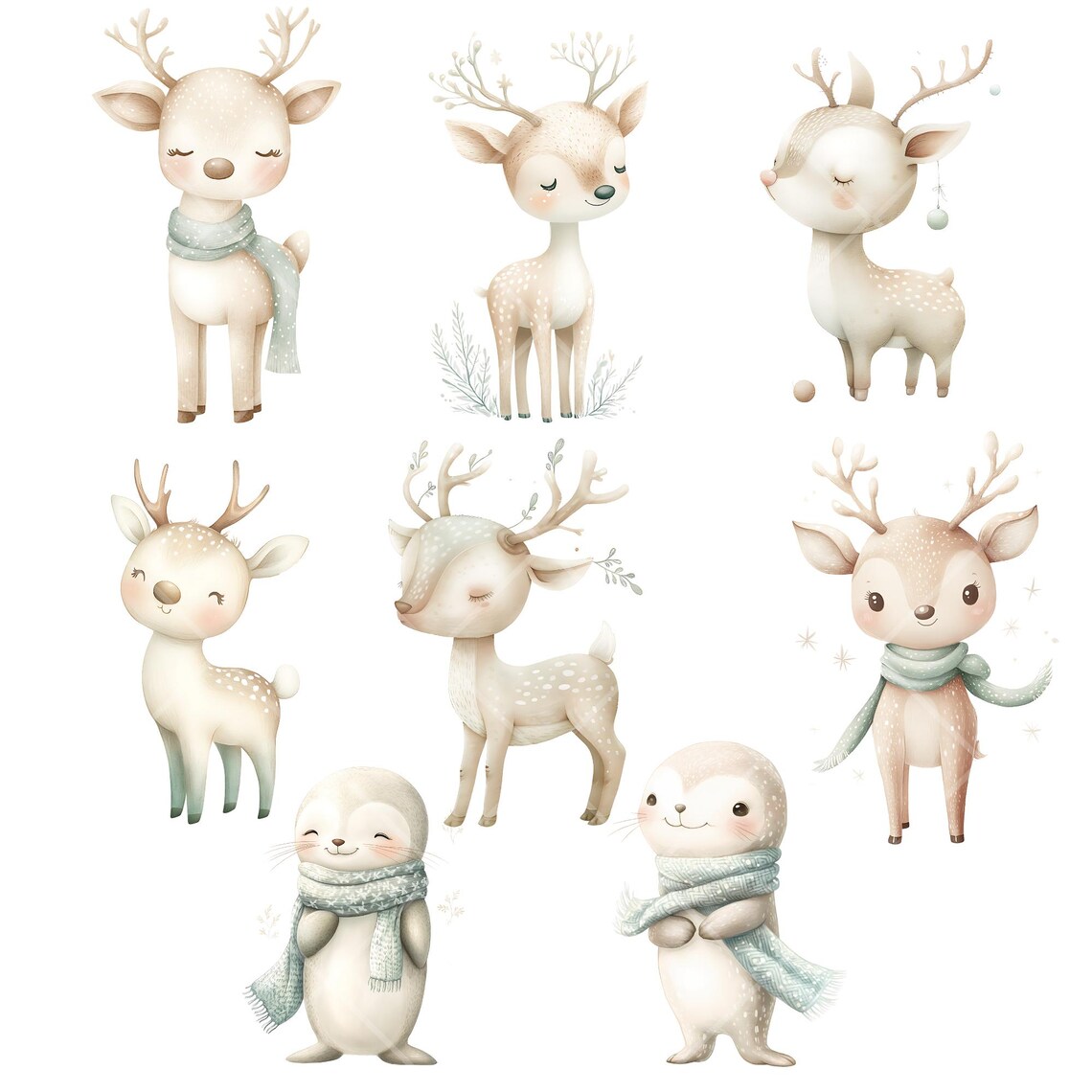 Woodland Christmas Clipart | Watercolor Winter | Nursery Clipart ...