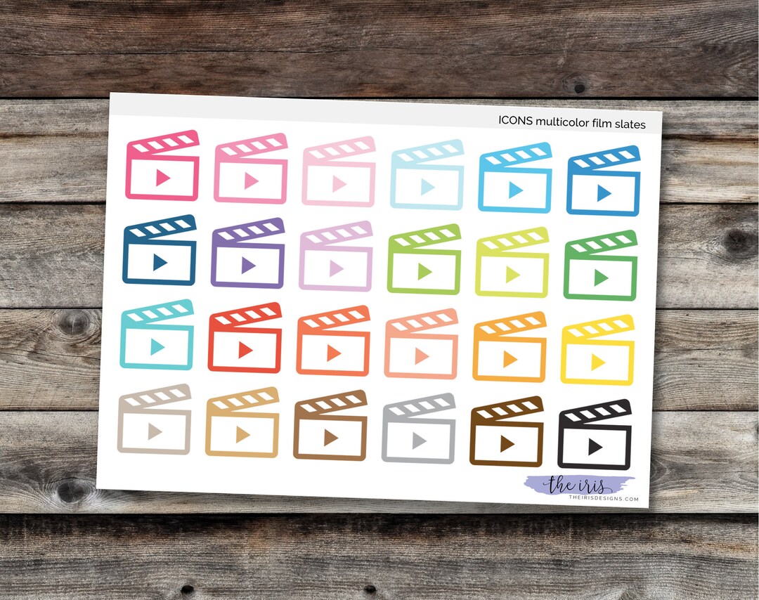 MULTICOLOR FILM SLATES Planner Sticker Icons - Etsy