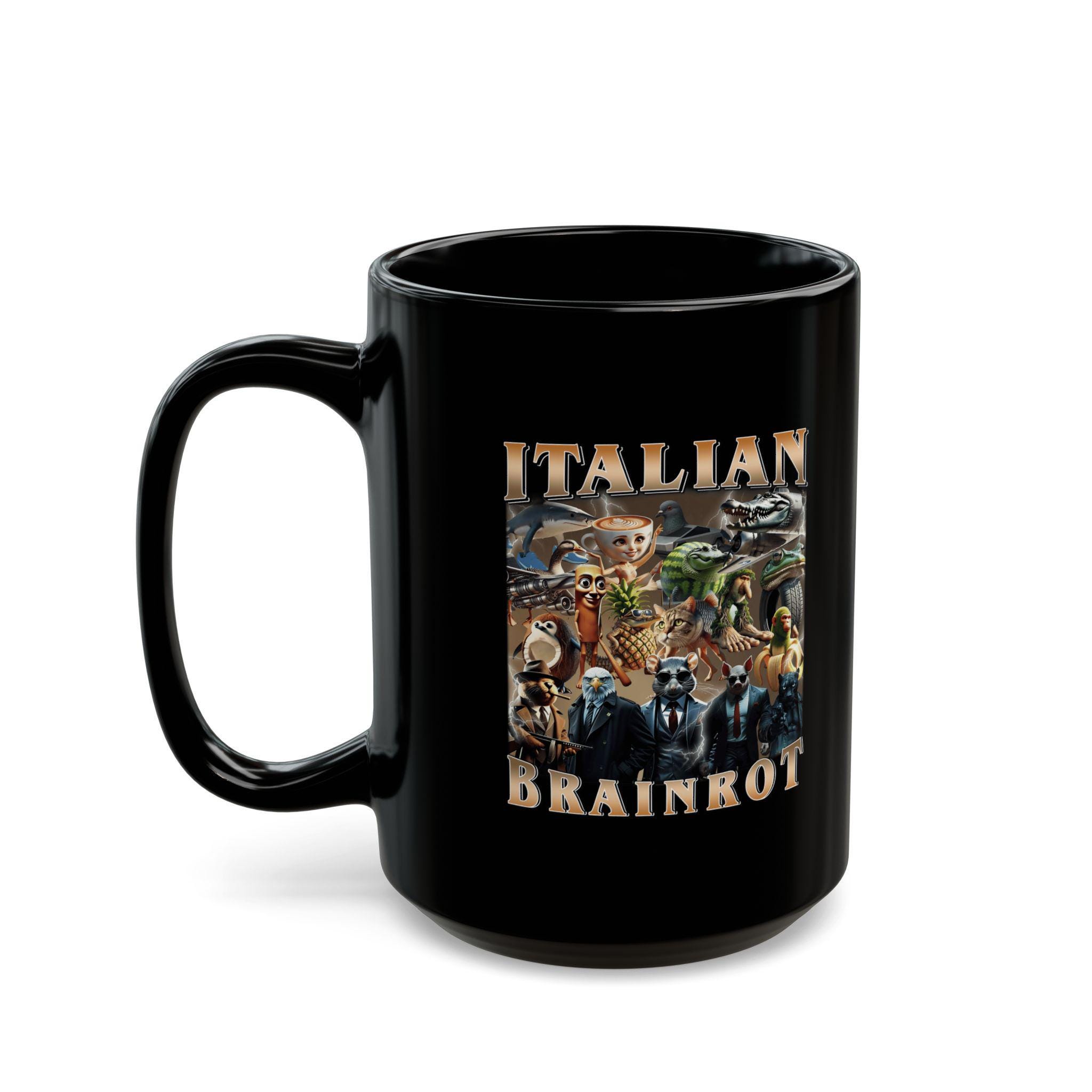 Italian Brainrot Vintage Mug, Italian Brainrot Black Mug (11oz, 15oz ...
