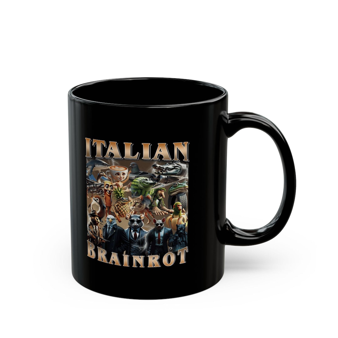 Italian Brainrot Vintage Mug, Italian Brainrot Black Mug (11oz, 15oz ...