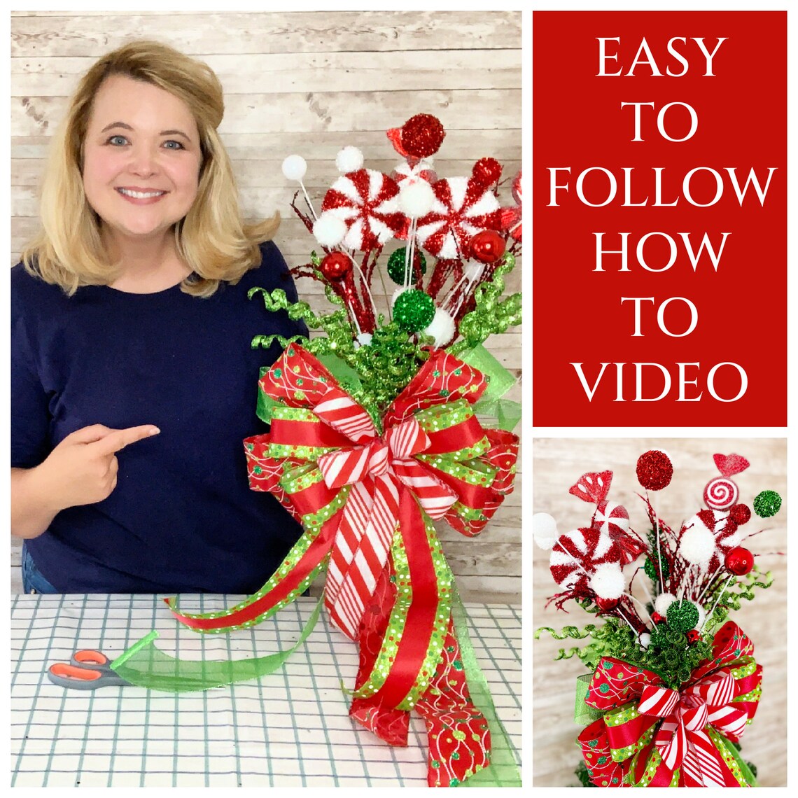 How to Make a Christmas Tree Topper, Christmas Tree Topper Bow Tutorial ...
