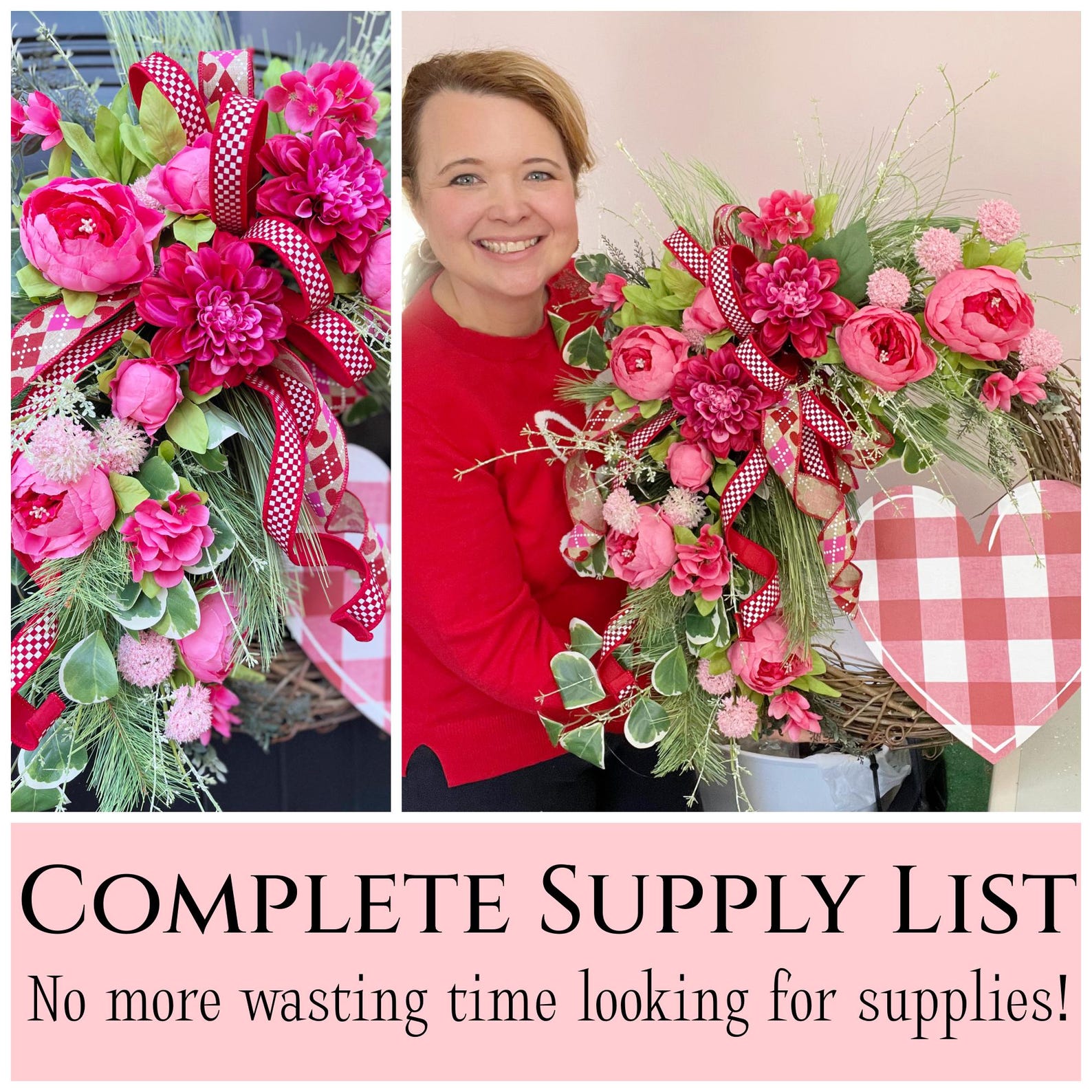 How to Make a Valentine Wreath, DIY Valentine Door Wreath, Wreath ...