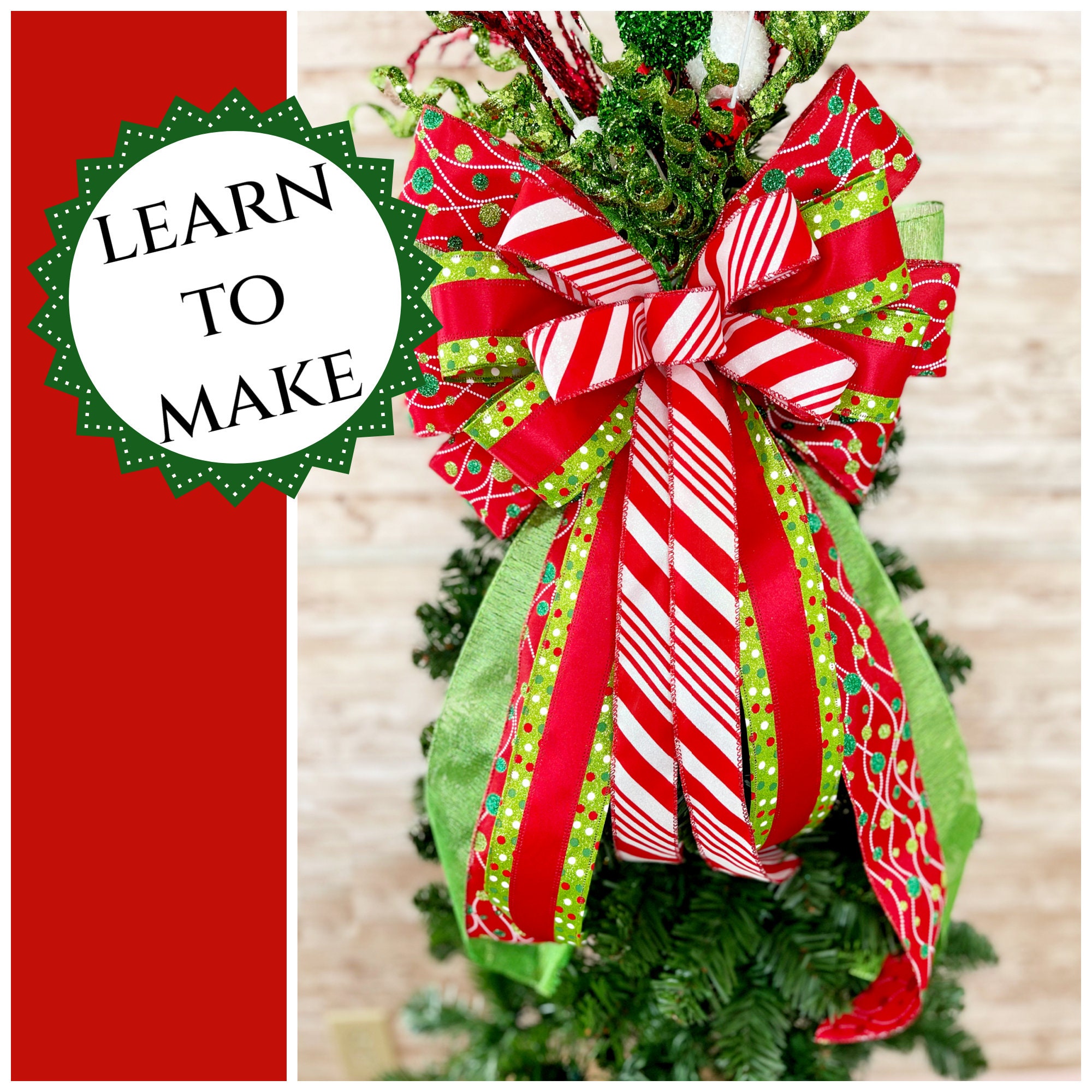 How to Make a Christmas Tree Topper, Christmas Tree Topper Bow Tutorial ...