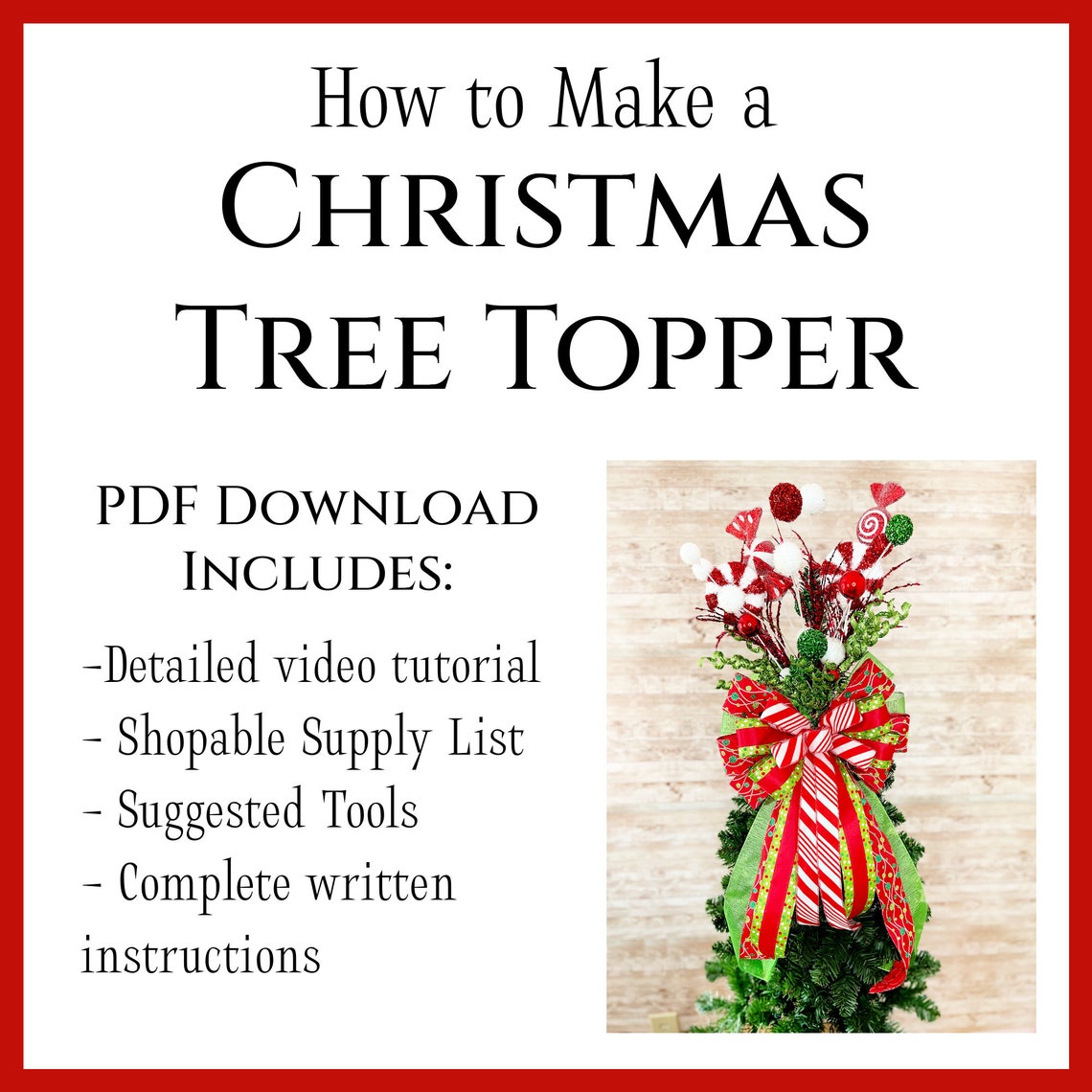 How to Make a Christmas Tree Topper, Christmas Tree Topper Bow Tutorial ...