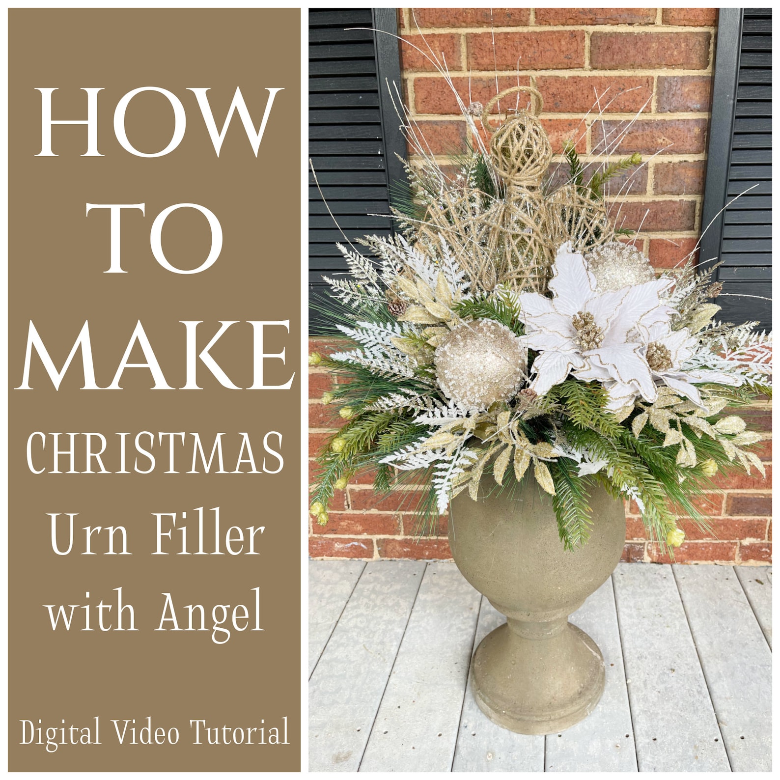 How to Make a Christmas Urn Filler, DIY Faux Planter Drop in TUTORIAL ...