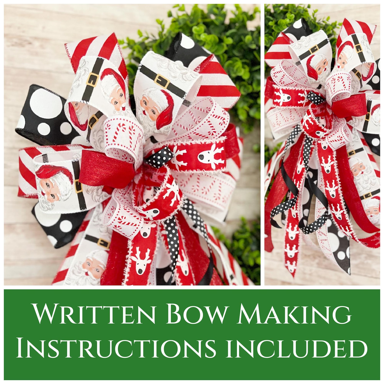 How to Make a Christmas Wreath Bow, DIY Christmas Tree Bow, Bow Making ...
