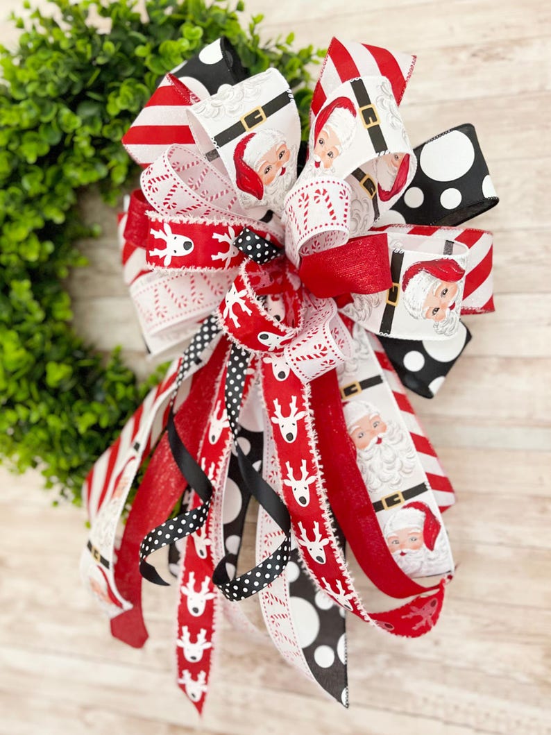 How to Make a Christmas Wreath Bow, DIY Christmas Tree Bow, Bow Making ...