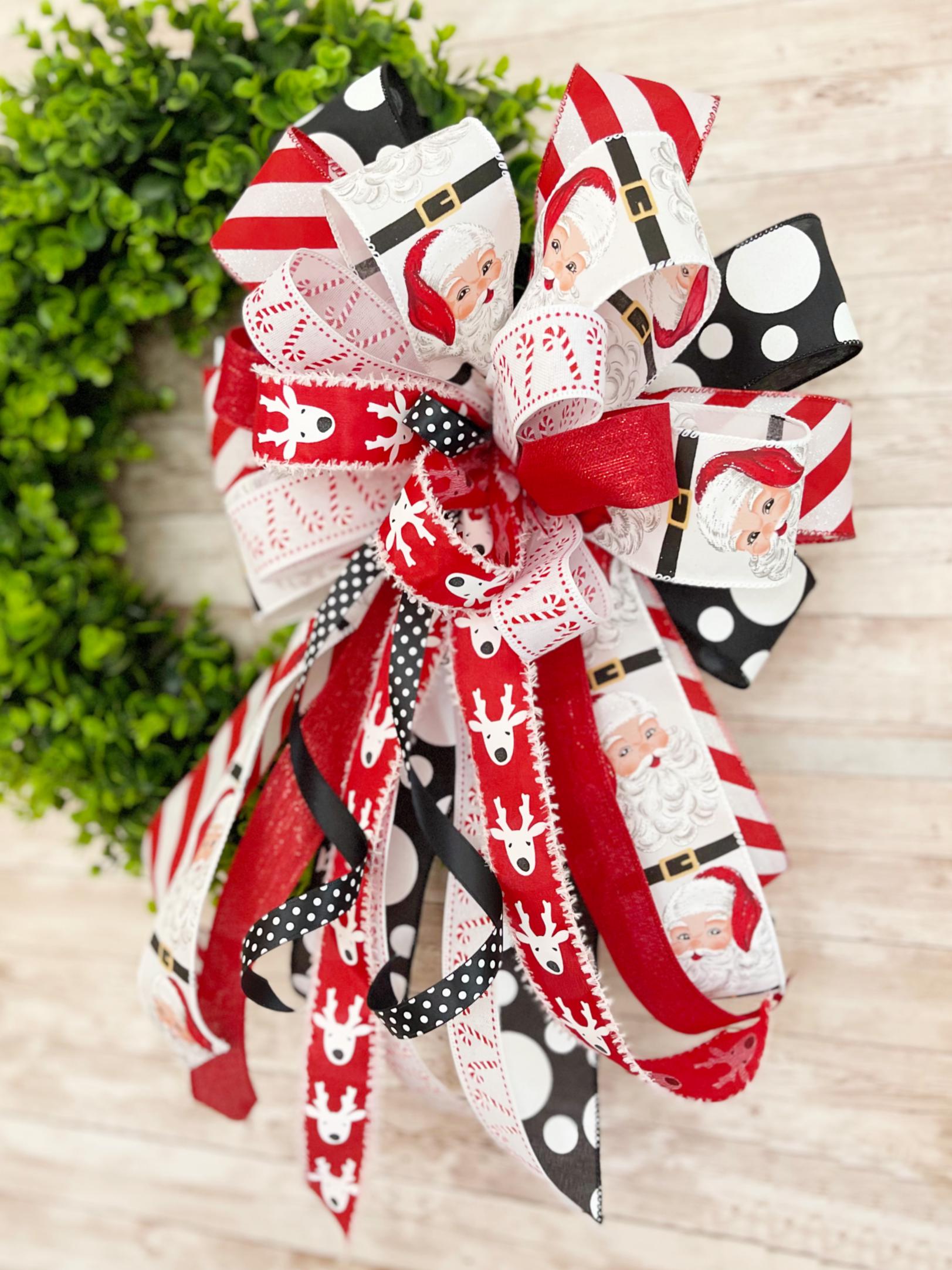 How to Make a Christmas Wreath Bow, DIY Christmas Tree Bow, Bow Making ...