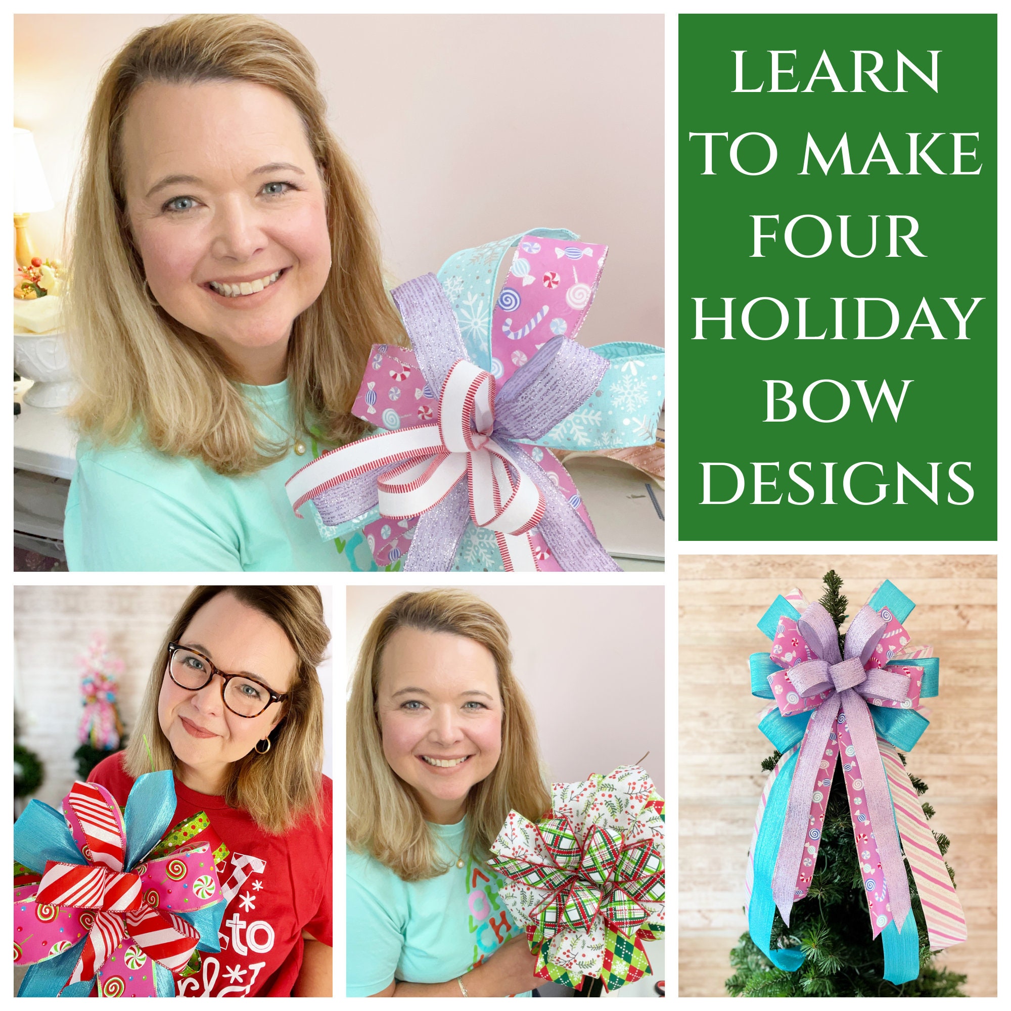 How to Make a Christmas Wreath Bows, Bow Making Workshop, DIY Wreath ...