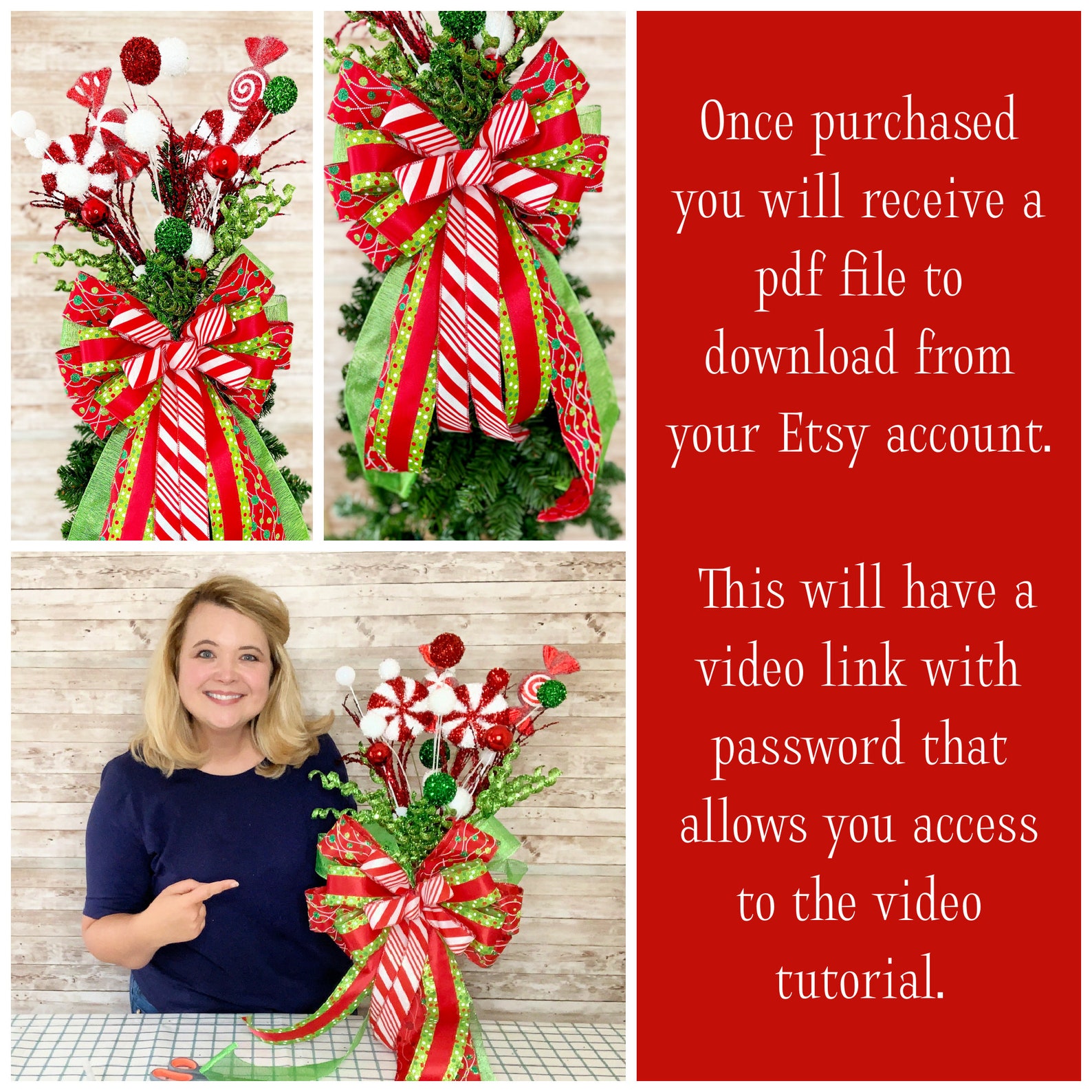 How to Make a Christmas Tree Topper, Christmas Tree Topper Bow Tutorial ...