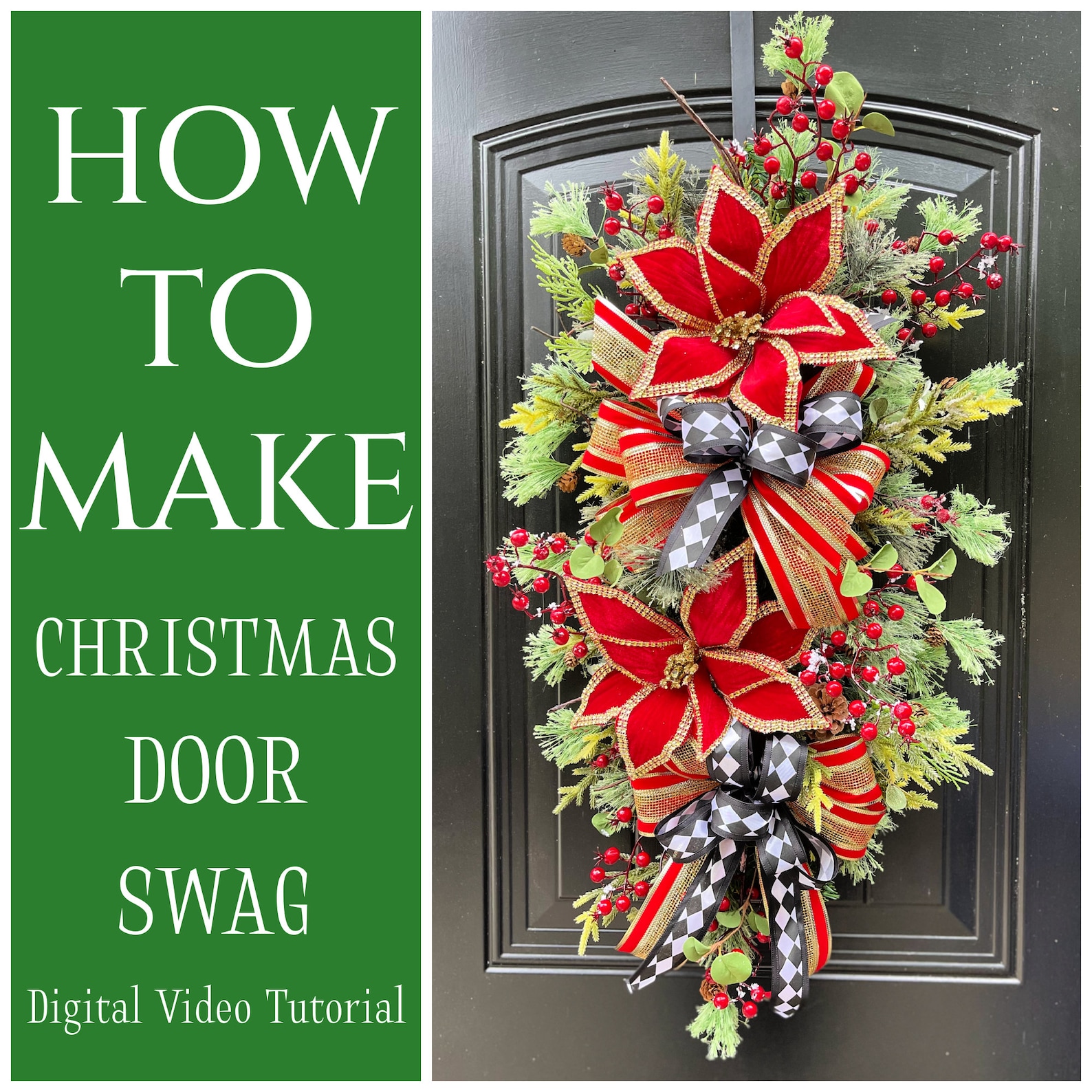 How to Make a Christmas Wreath, DIY Christmas Door Swag, Wreath ...