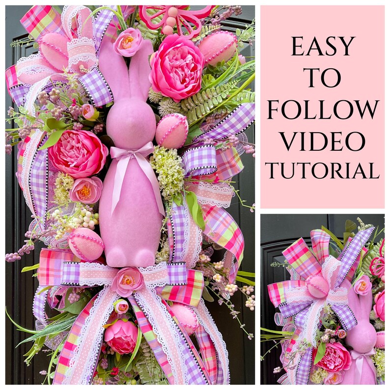 How to Make an Easter Door Swag With Flocked Bunny, DIY Spring Door ...