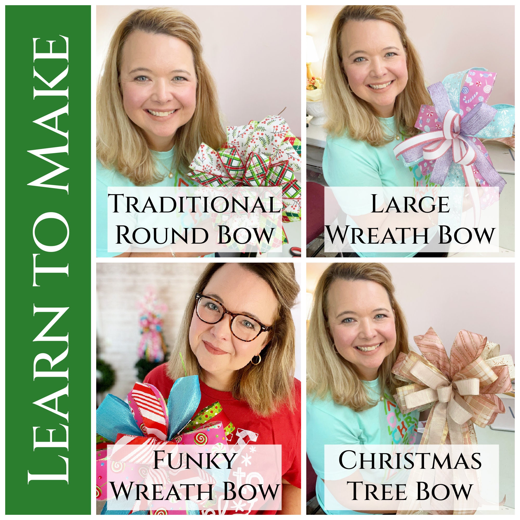 How to Make a Christmas Wreath Bows, Bow Making Workshop, DIY Wreath ...