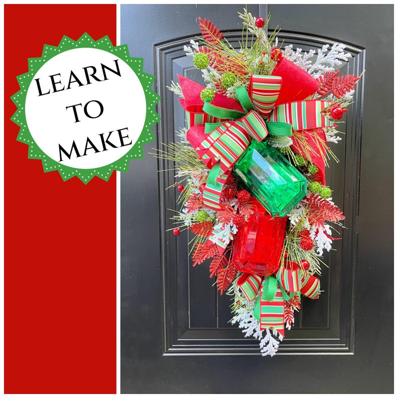 How to Make a Christmas Swag With Jewels, DIY Christmas Door Swag ...