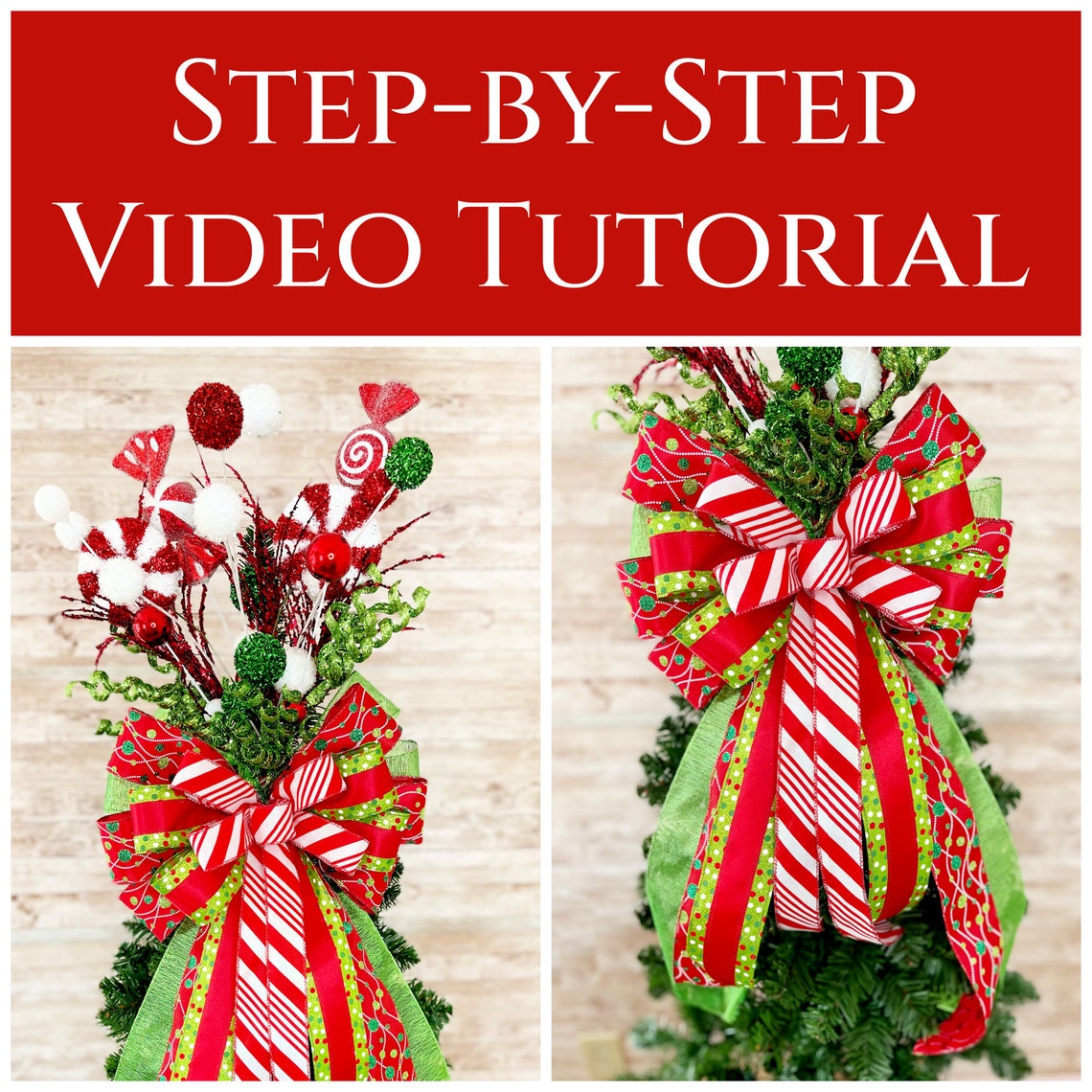 How to Make a Christmas Tree Topper, Christmas Tree Topper Bow Tutorial ...