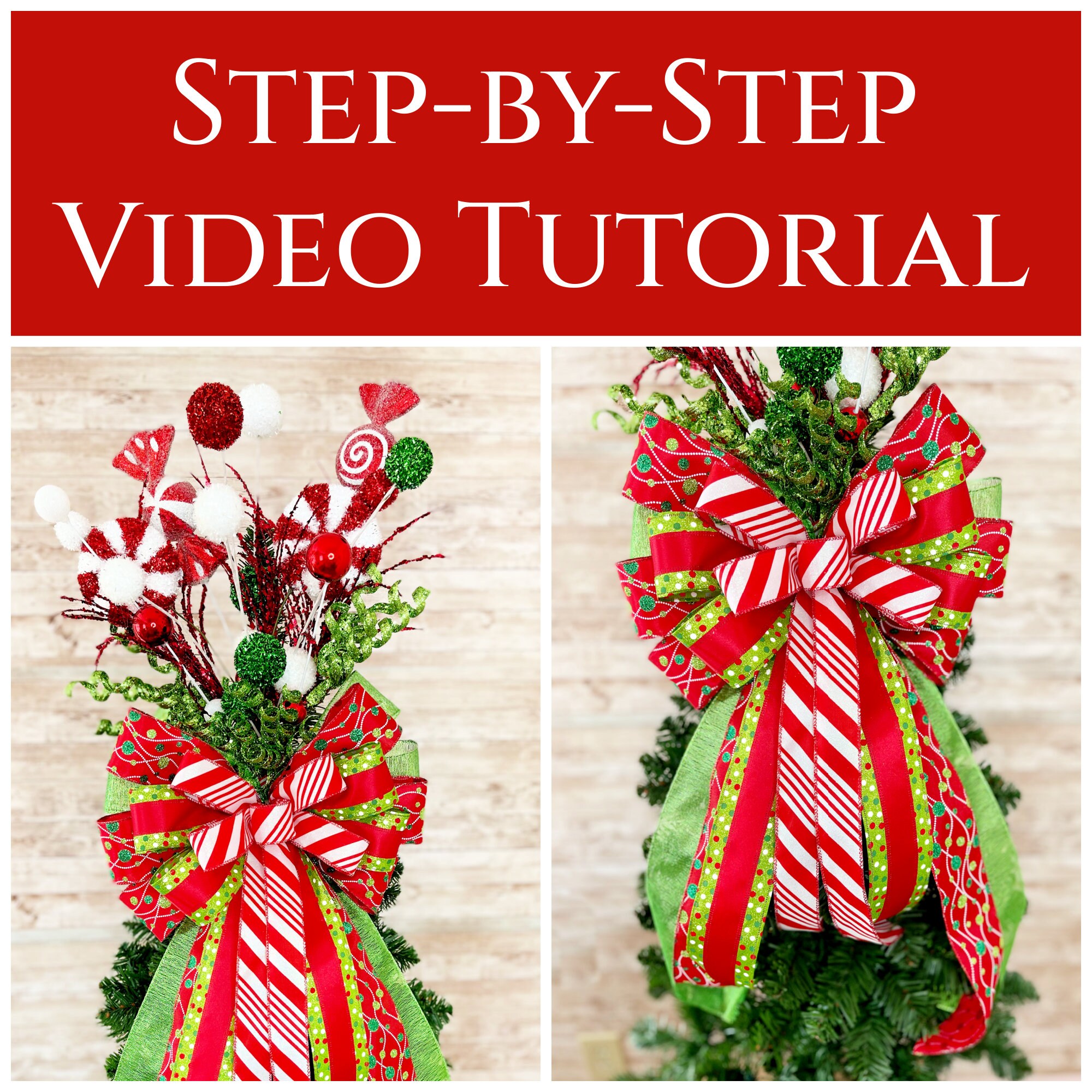 How to Make a Christmas Tree Topper, Christmas Tree Topper Bow Tutorial ...