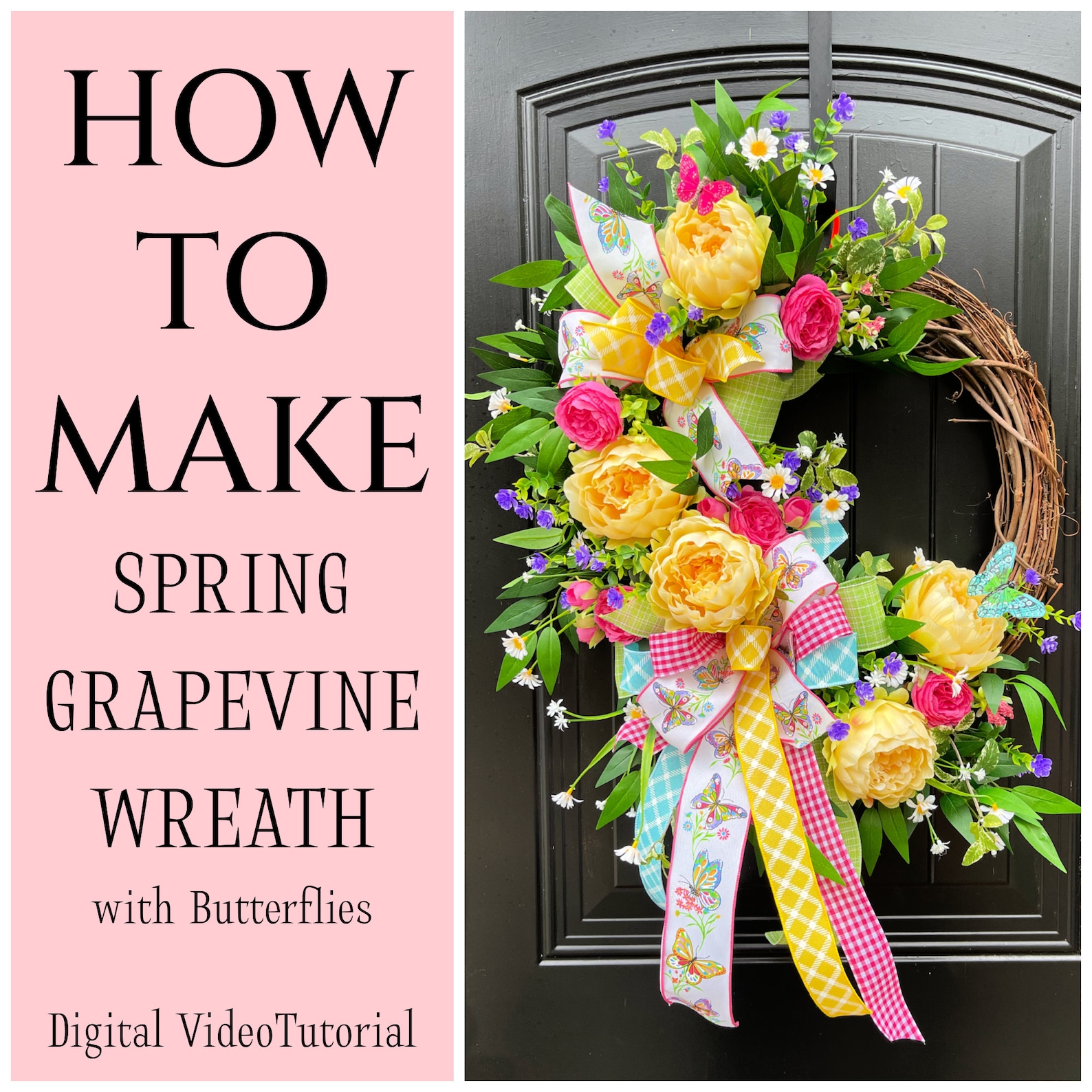 How to Make a Spring Wreath With Butterflies, DIY Spring Door Wreath ...