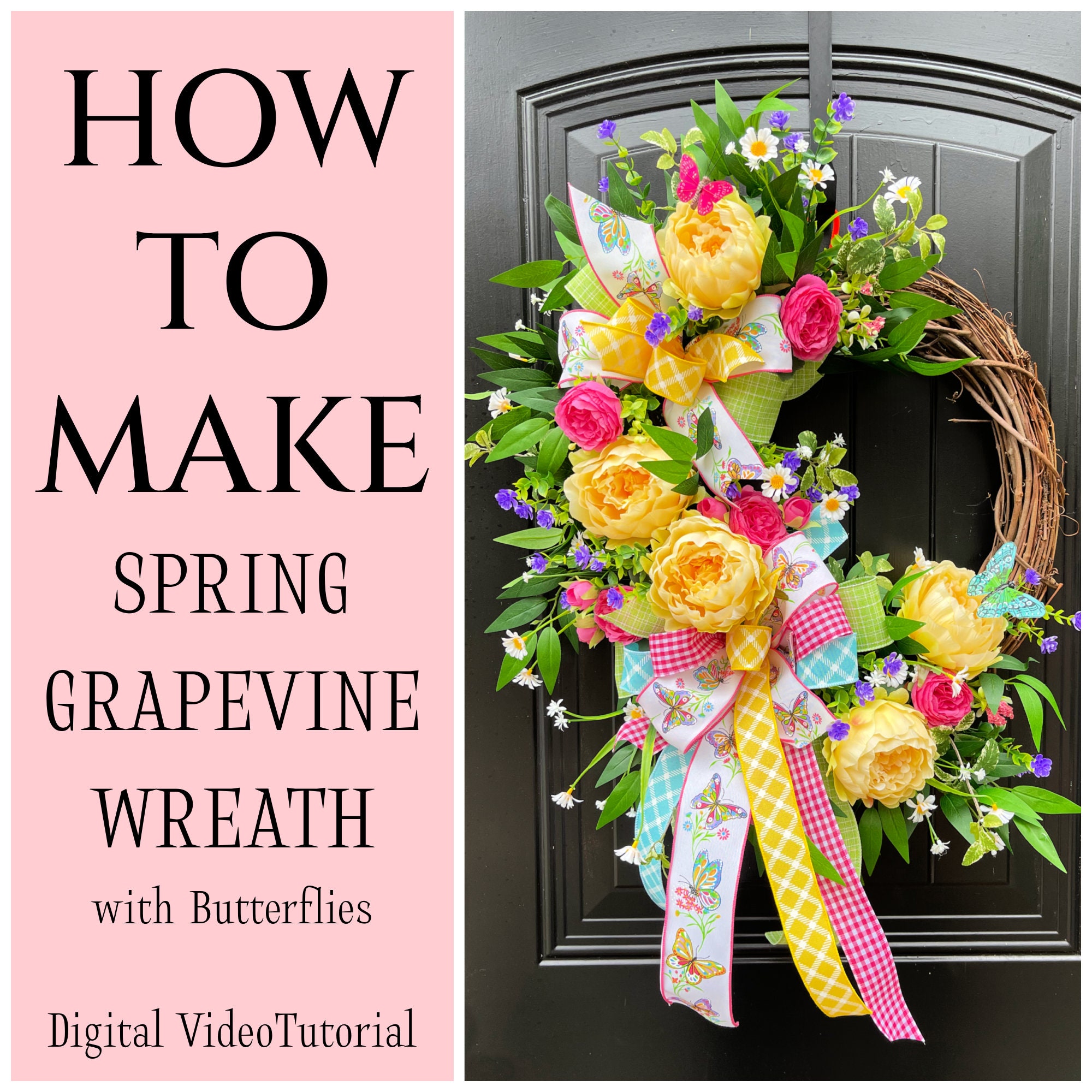 How to Make a Spring Wreath With Butterflies, DIY Spring Door Wreath ...