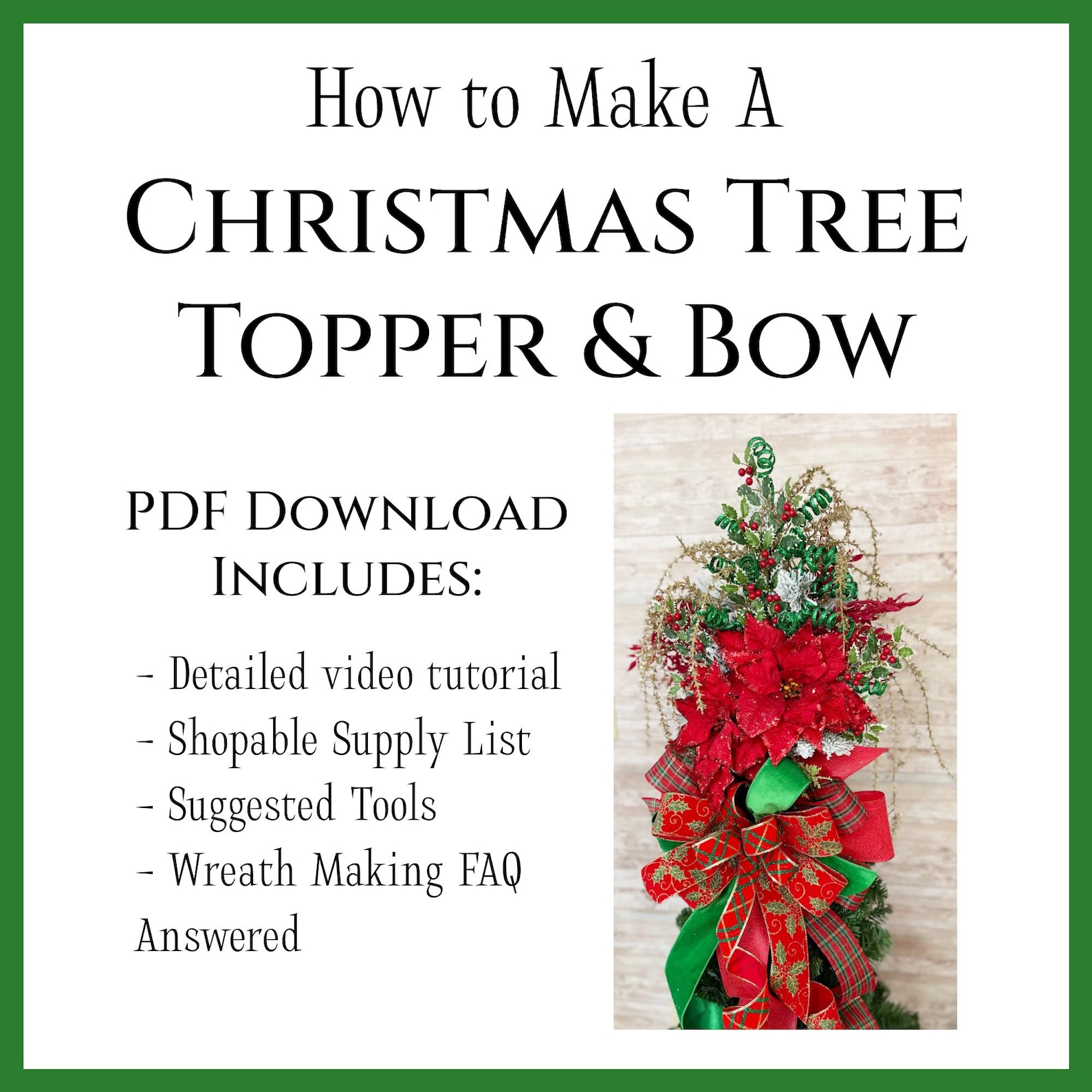 How to Make a Christmas Tree Topper, Christmas Tree Topper Bow Tutorial ...