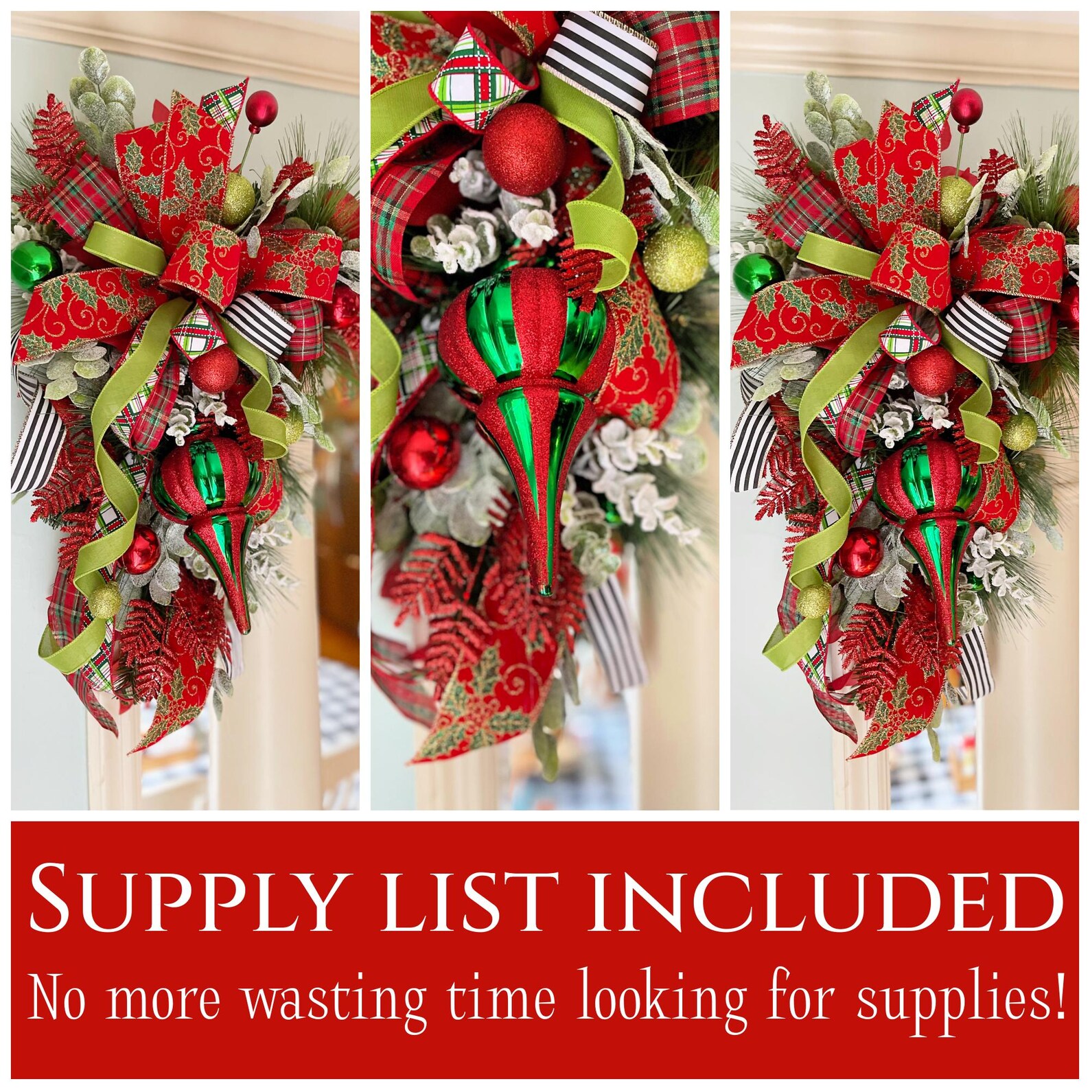 How to Make a Christmas Swag, DIY Holiday Corner Swag, Christmas Swag ...