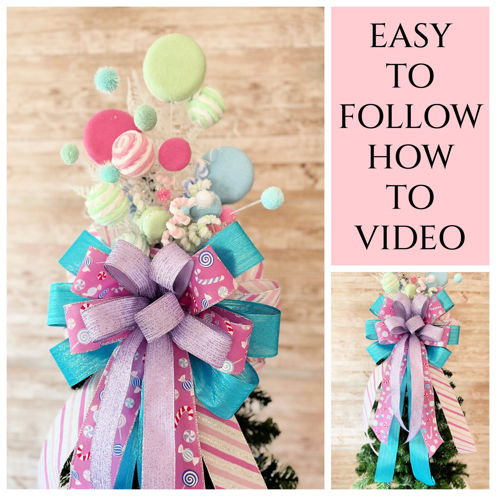 How to Make a Christmas Tree Topper, DIY Christmas Tree Bow - Etsy