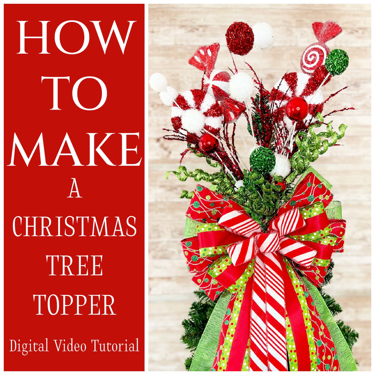 How to Make a Christmas Tree Topper, Christmas Tree Topper Bow Tutorial ...