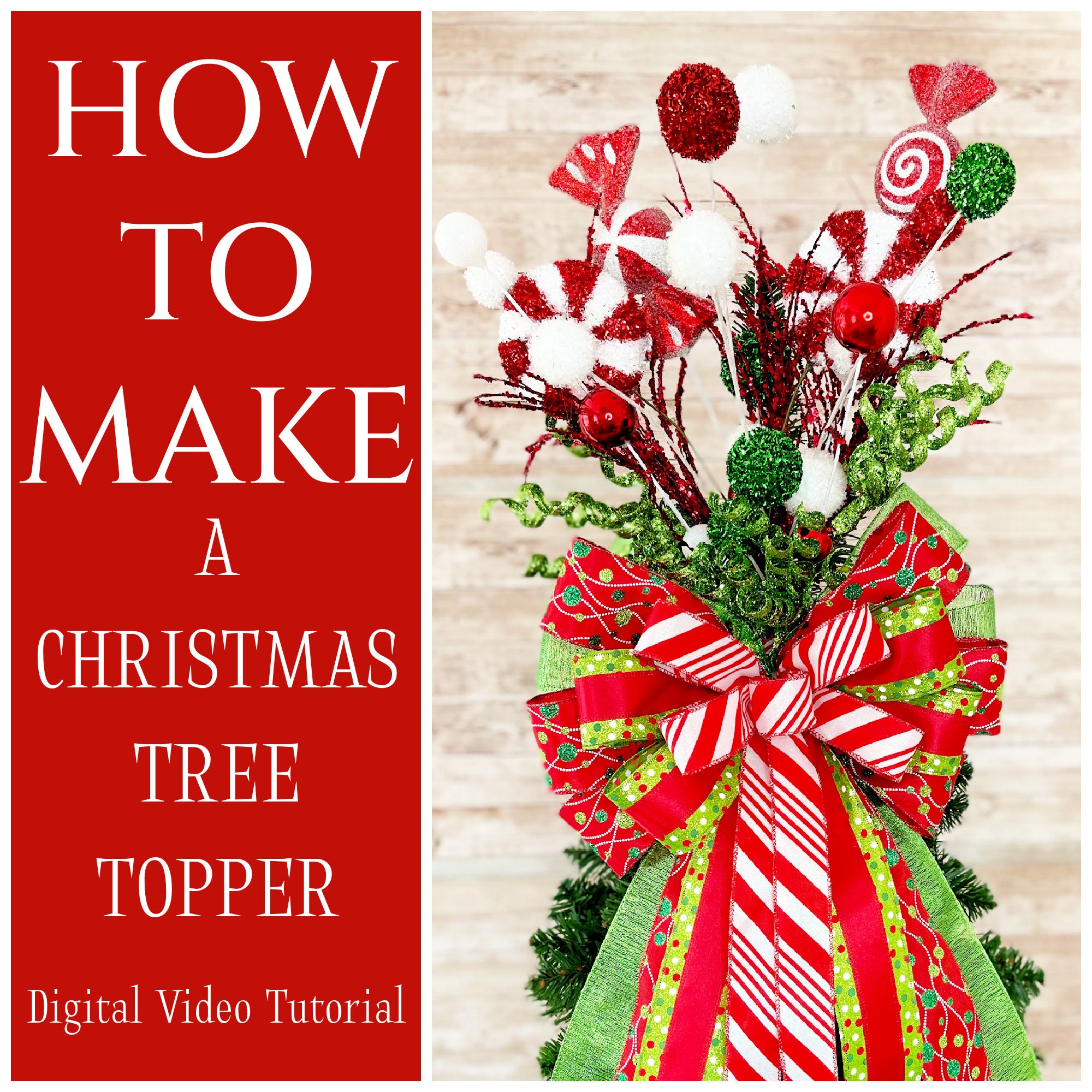 How to Make a Christmas Tree Topper, Christmas Tree Topper Bow Tutorial ...