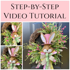 How to Make a Spring Wreath With Bunny Attachment, DIY Spring Door ...