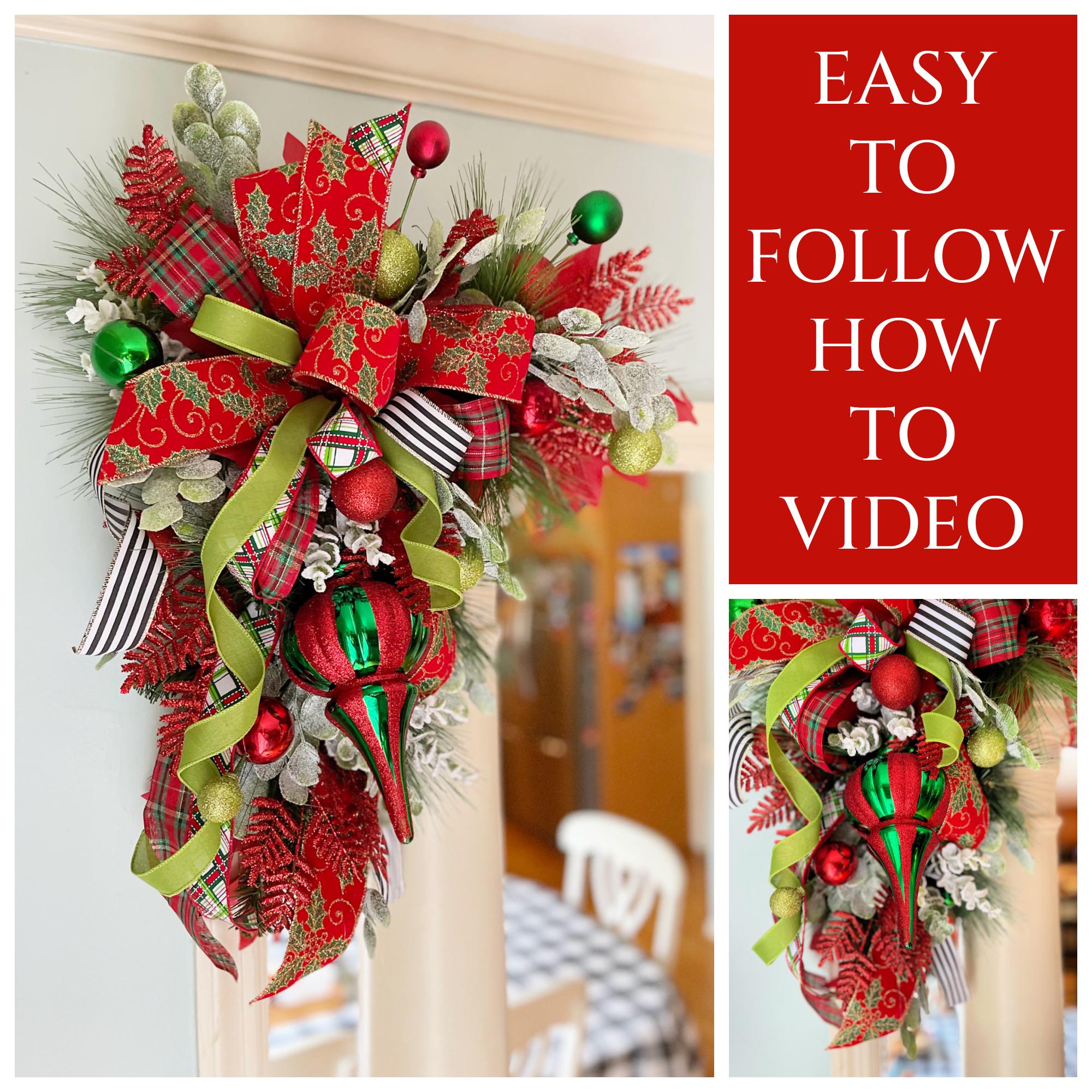 How to Make a Christmas Swag, DIY Holiday Corner Swag, Christmas Swag ...