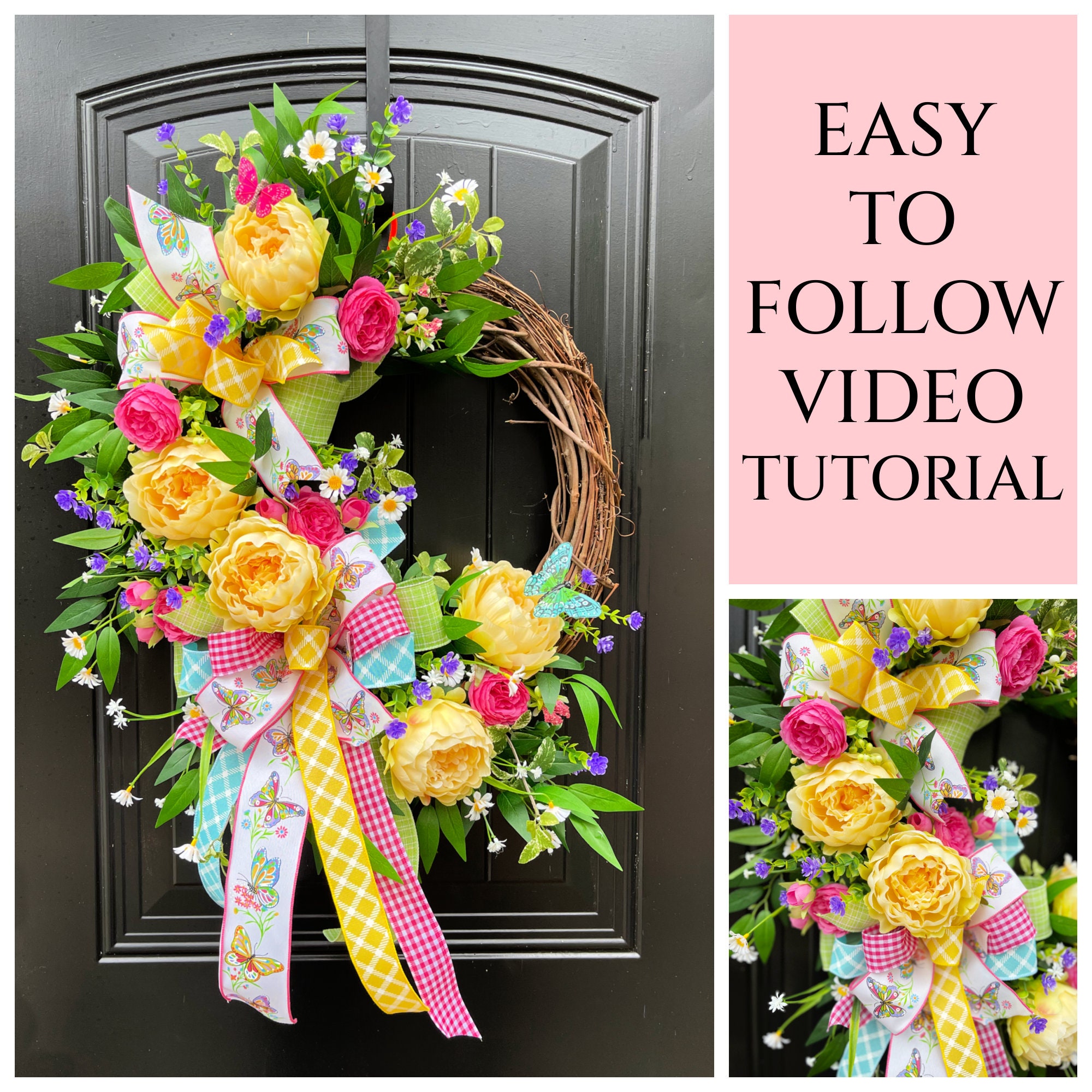 How to Make a Spring Wreath With Butterflies, DIY Spring Door Wreath ...