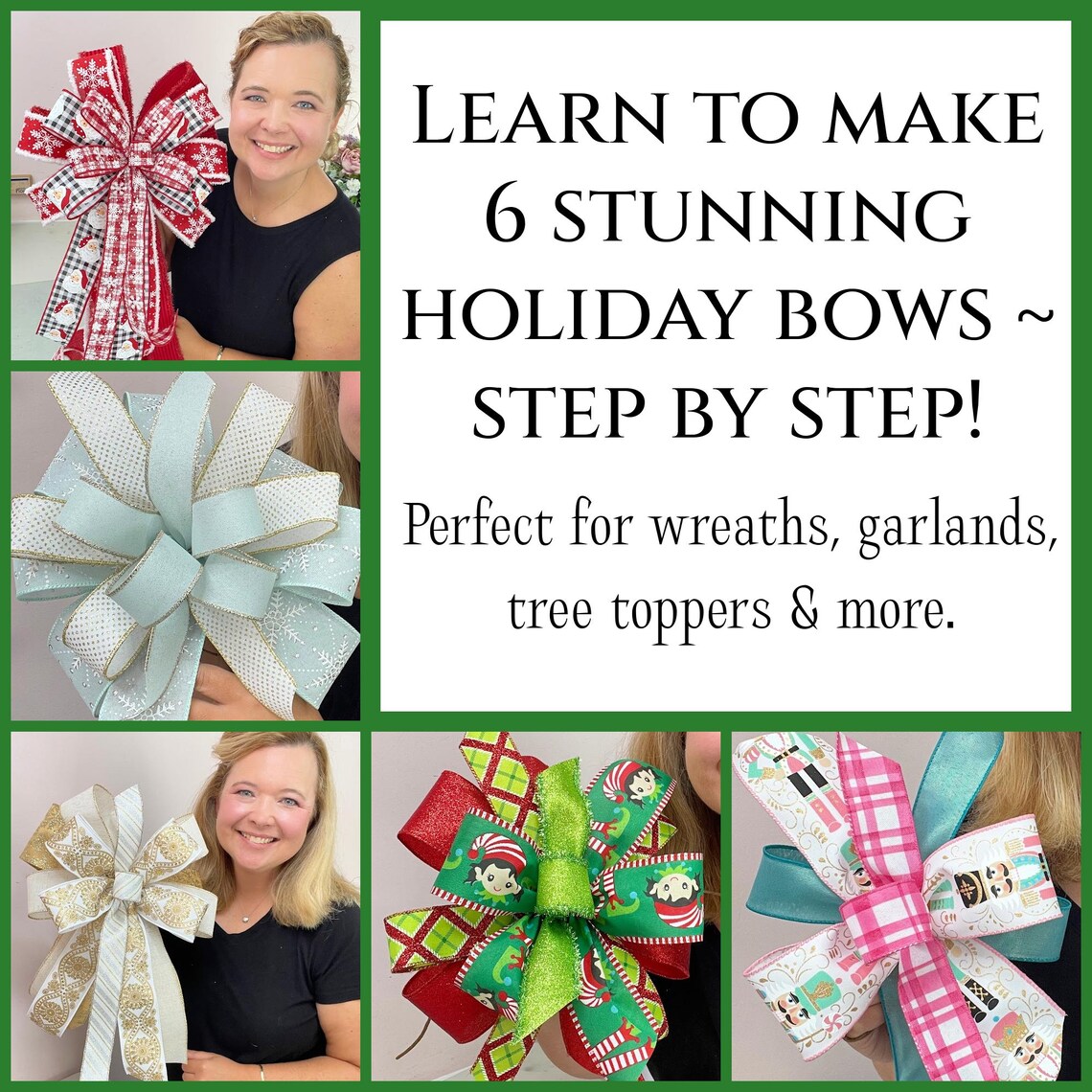 Holiday Bow Making Class, Digital Workshop With 6 Bow Tutorials ...
