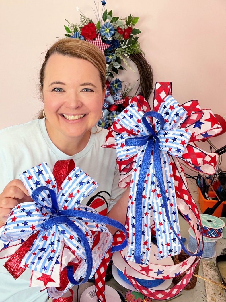 How to Make Wreath Bows, Patriotic Bow Making Workshop, DIY Wreath Bows ...